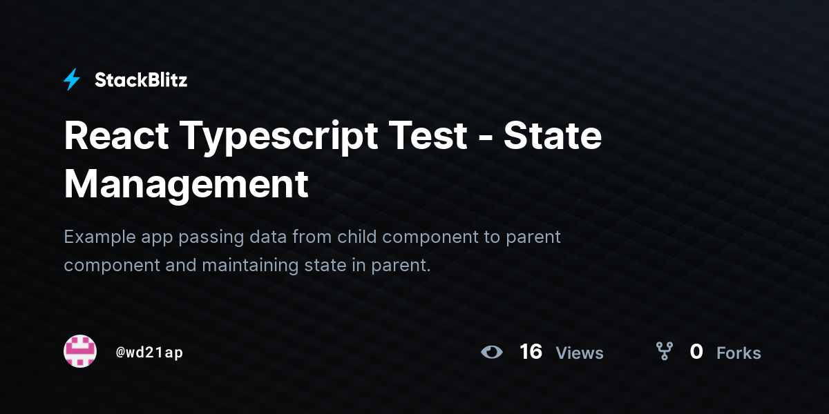 React Typescript Test - State Management - StackBlitz