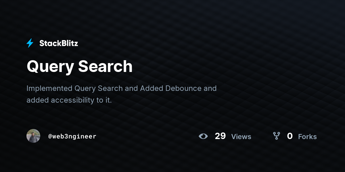 Query Search - StackBlitz
