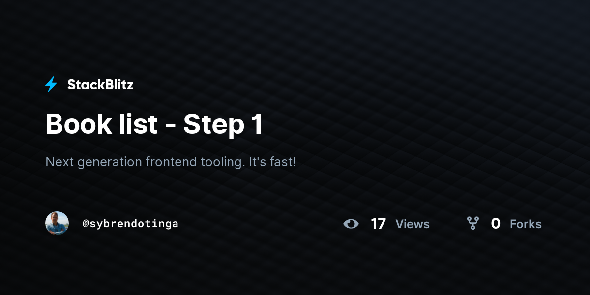 Book list - Step 1 - StackBlitz