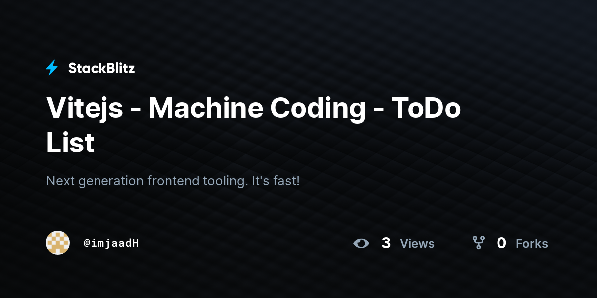 Vitejs - Machine Coding - ToDo List - StackBlitz