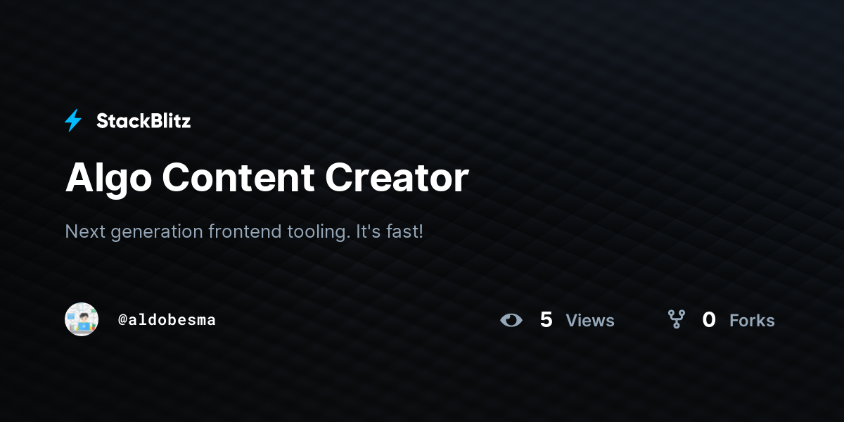 Algo Content Creator - StackBlitz