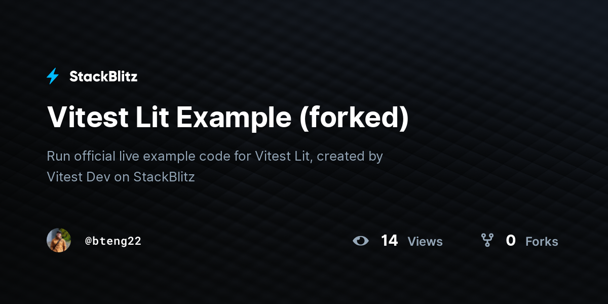 Vitest Lit Example (forked) - StackBlitz