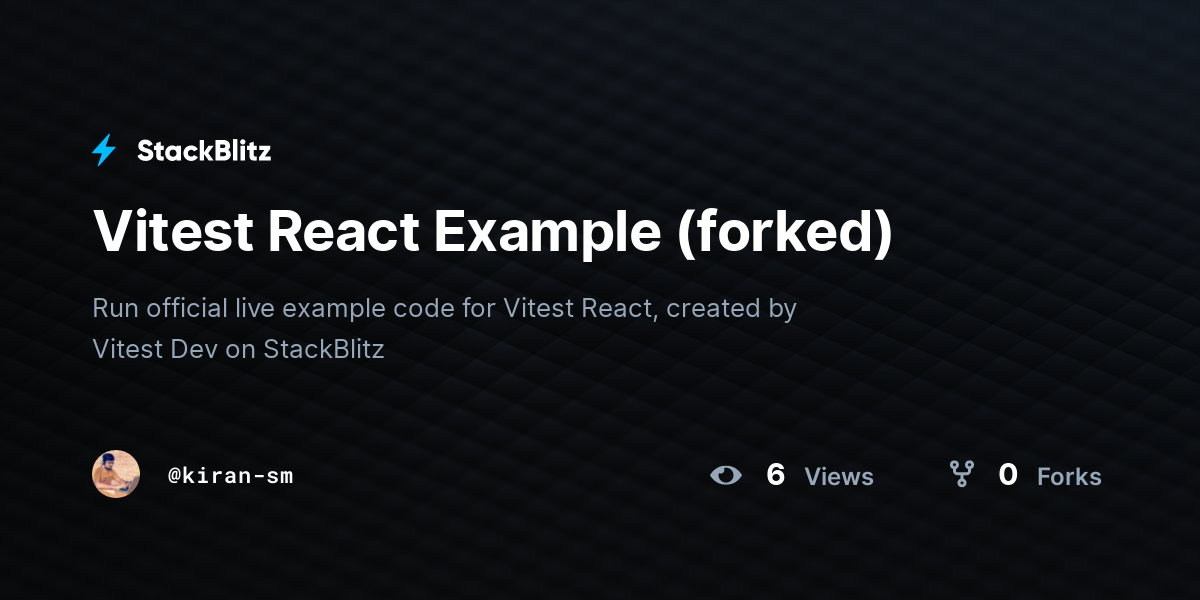 Vitest React Example (forked) - StackBlitz