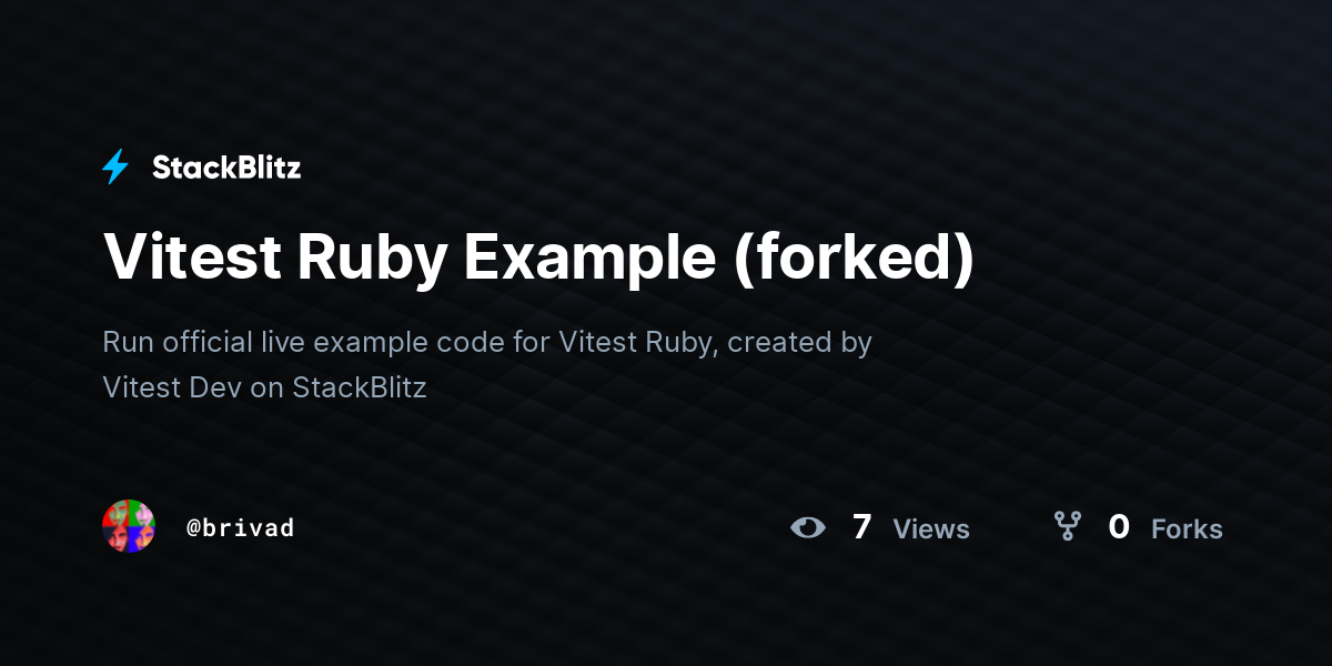 Vitest Ruby Example (forked) - StackBlitz