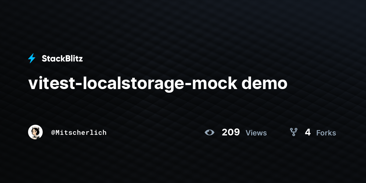 vitest-localstorage-mock demo - StackBlitz