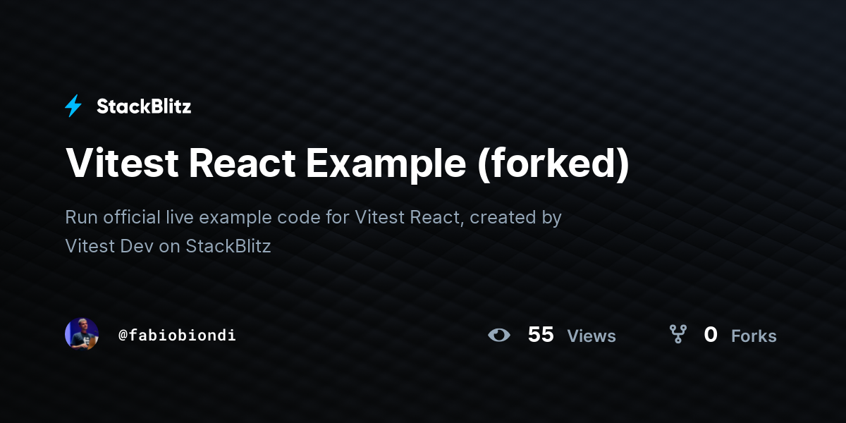 Vitest React Example Forked Stackblitz
