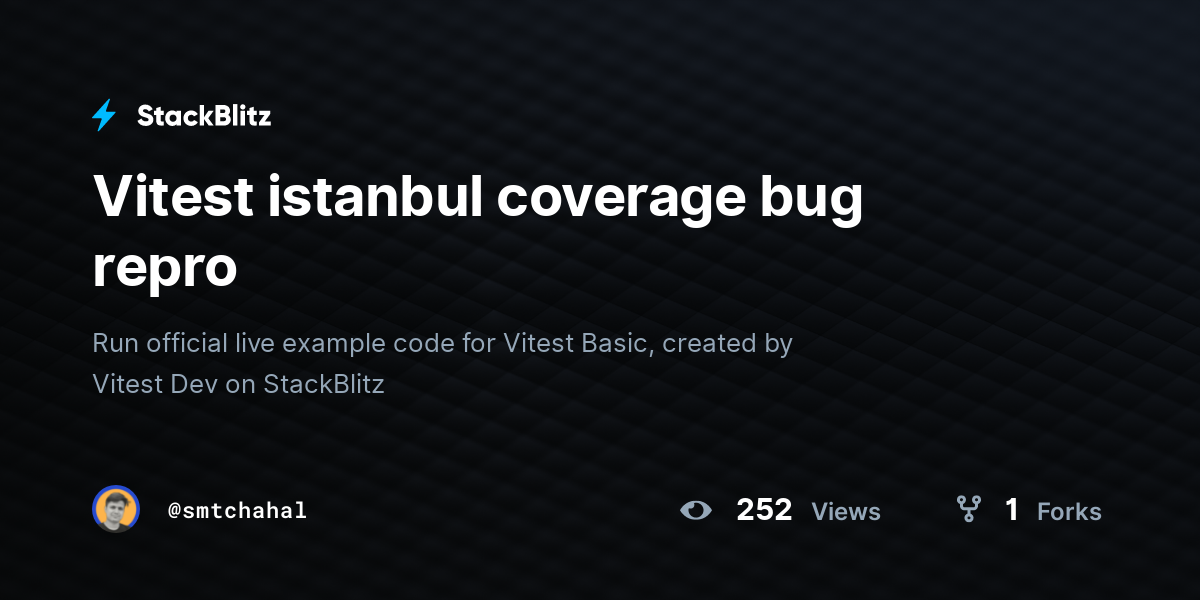 Vitest istanbul coverage bug repro - StackBlitz Vitest istanbul coverage bug repro - StackBlitz