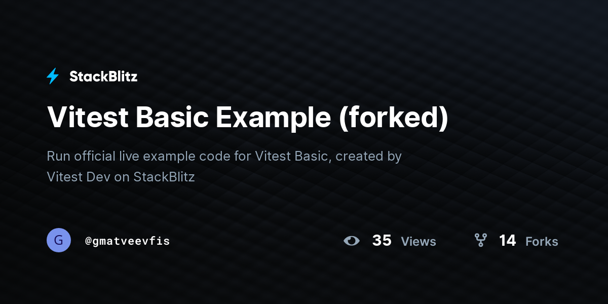 Vitest Basic Example (forked) - StackBlitz