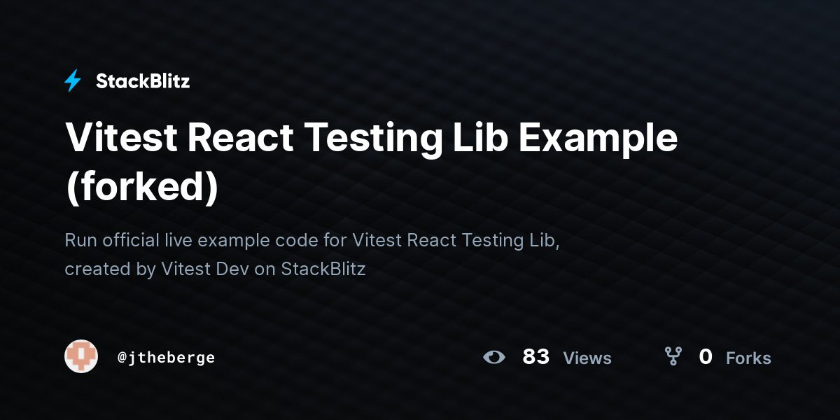 Vitest React Testing Lib Example Forked Stackblitz 