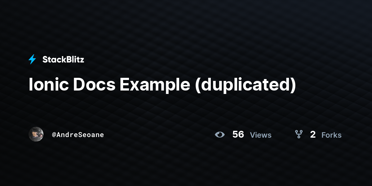 Ionic Docs Example (duplicated) - StackBlitz