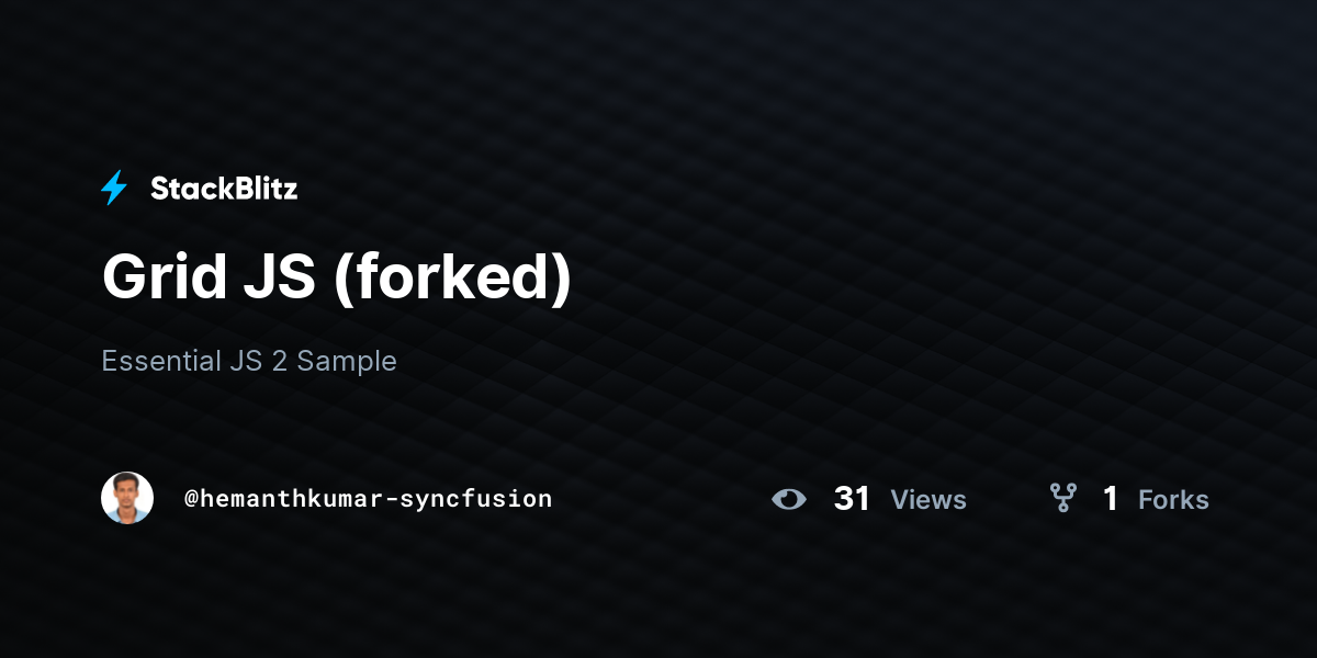 Grid JS (forked) - StackBlitz