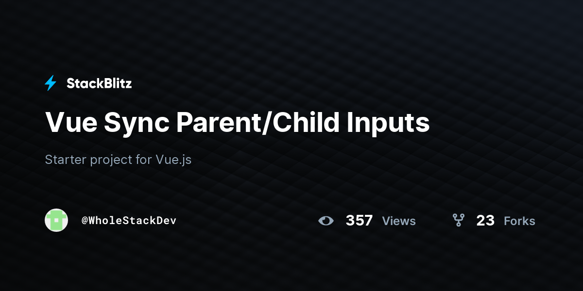 Vue Sync Parent/Child Inputs - StackBlitz
