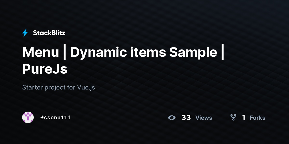 Menu | Dynamic items Sample | PureJs - StackBlitz