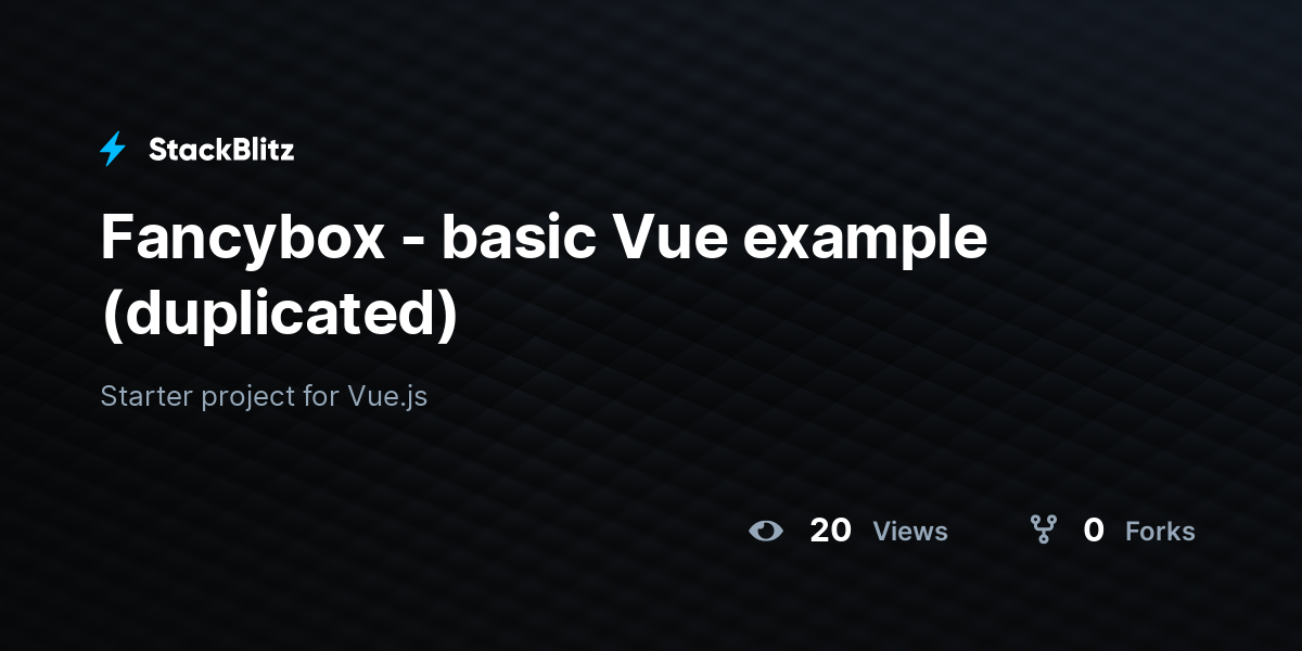 Fancybox - basic Vue example (duplicated) - StackBlitz