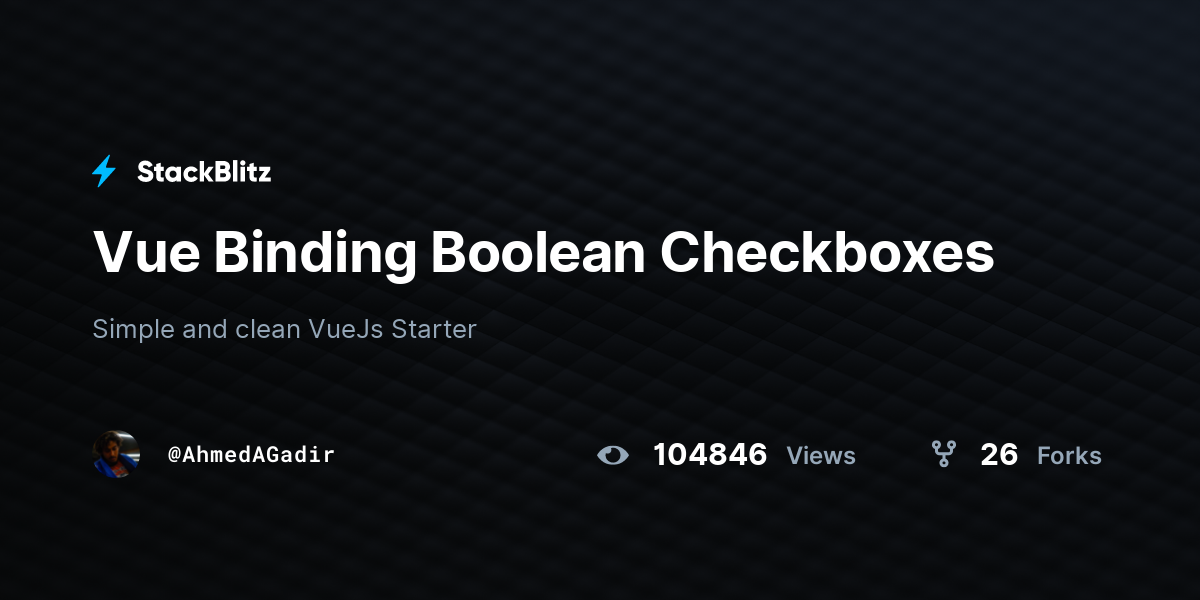 Vue Binding Boolean Checkboxes - StackBlitz