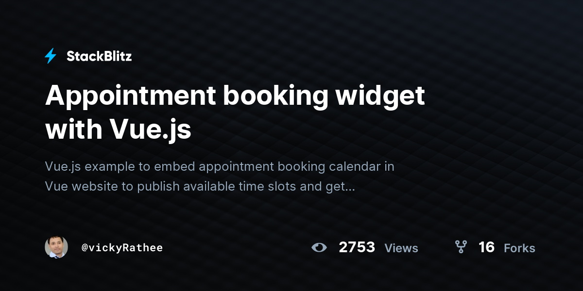 Appointment booking widget with Vue.js - StackBlitz