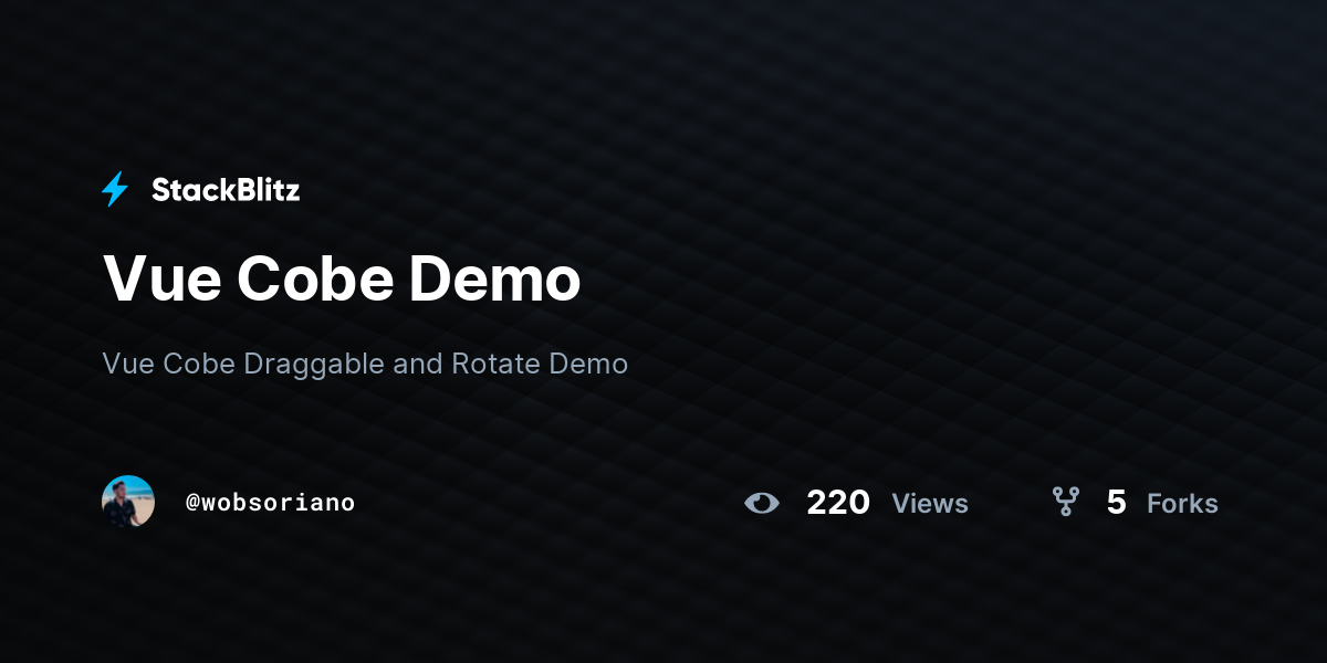 Vue Cobe Demo - StackBlitz Vue Cobe Demo - StackBlitz