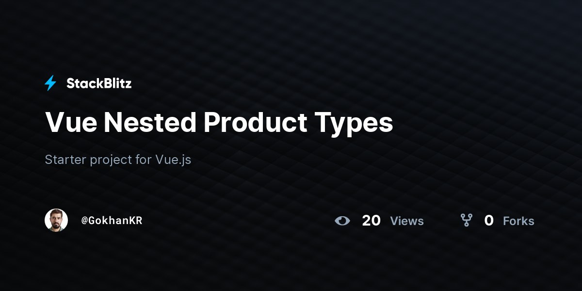 Vue Nested Product Types - StackBlitz