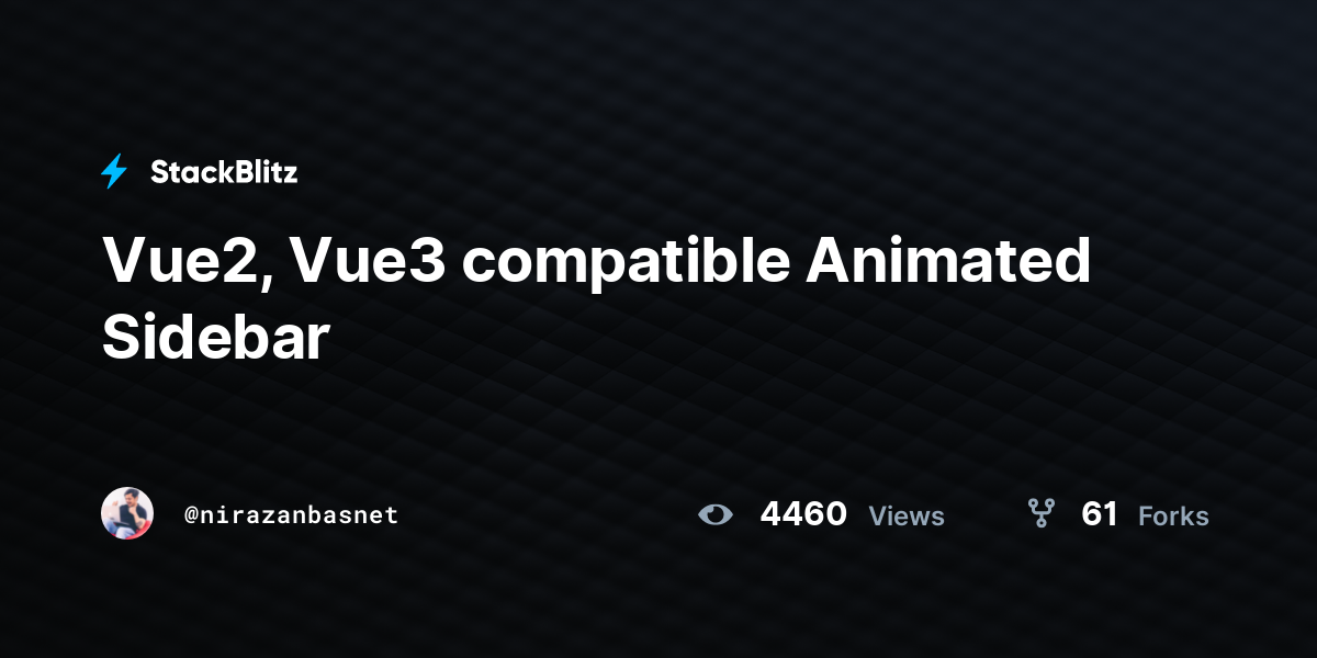 Vue2, Vue3 compatible Animated Sidebar - StackBlitz