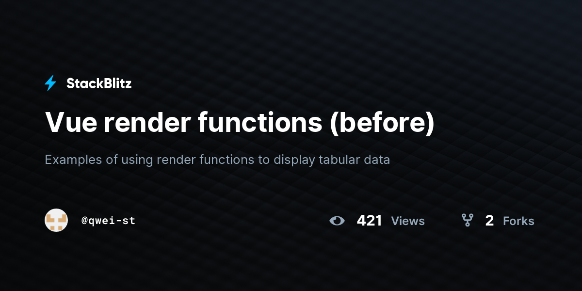 Vue Render Functions Before Stackblitz