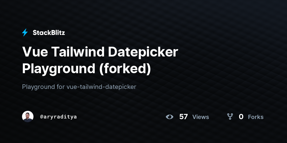 Vue Tailwind Datepicker Playground (forked) - StackBlitz