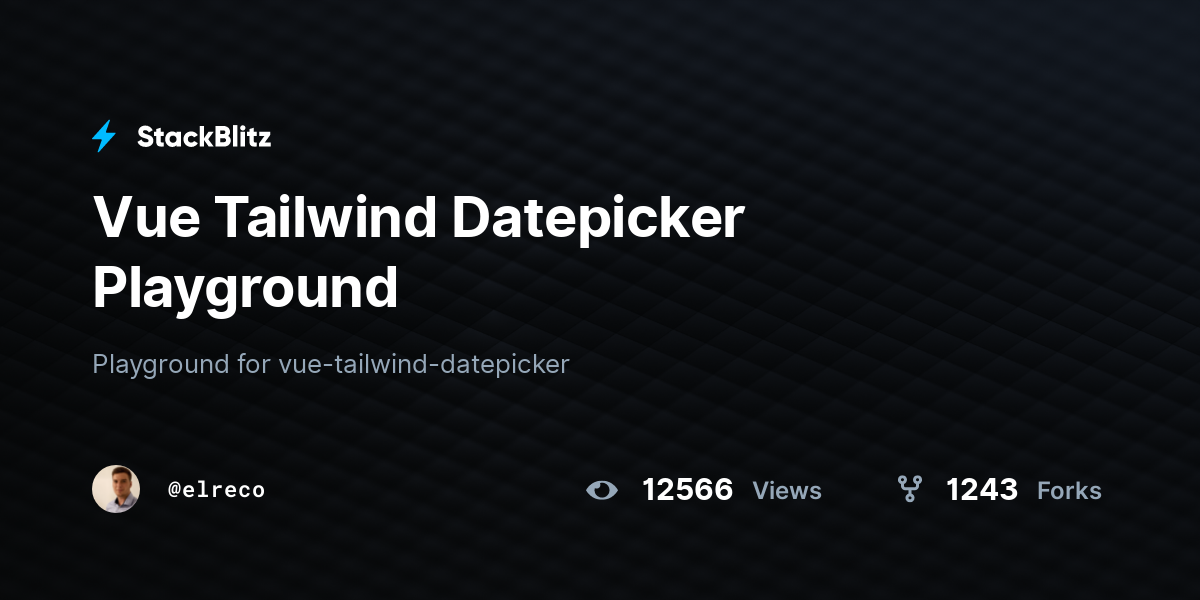 Vue Tailwind Datepicker Playground - StackBlitz