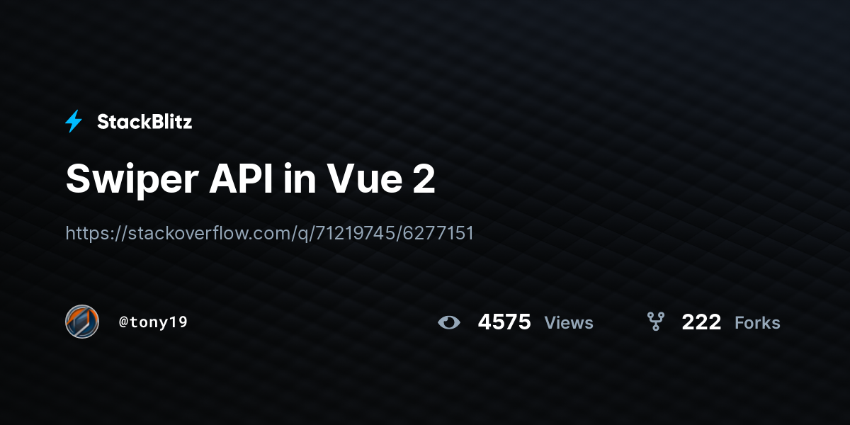 Swiper API in Vue 2 - StackBlitz