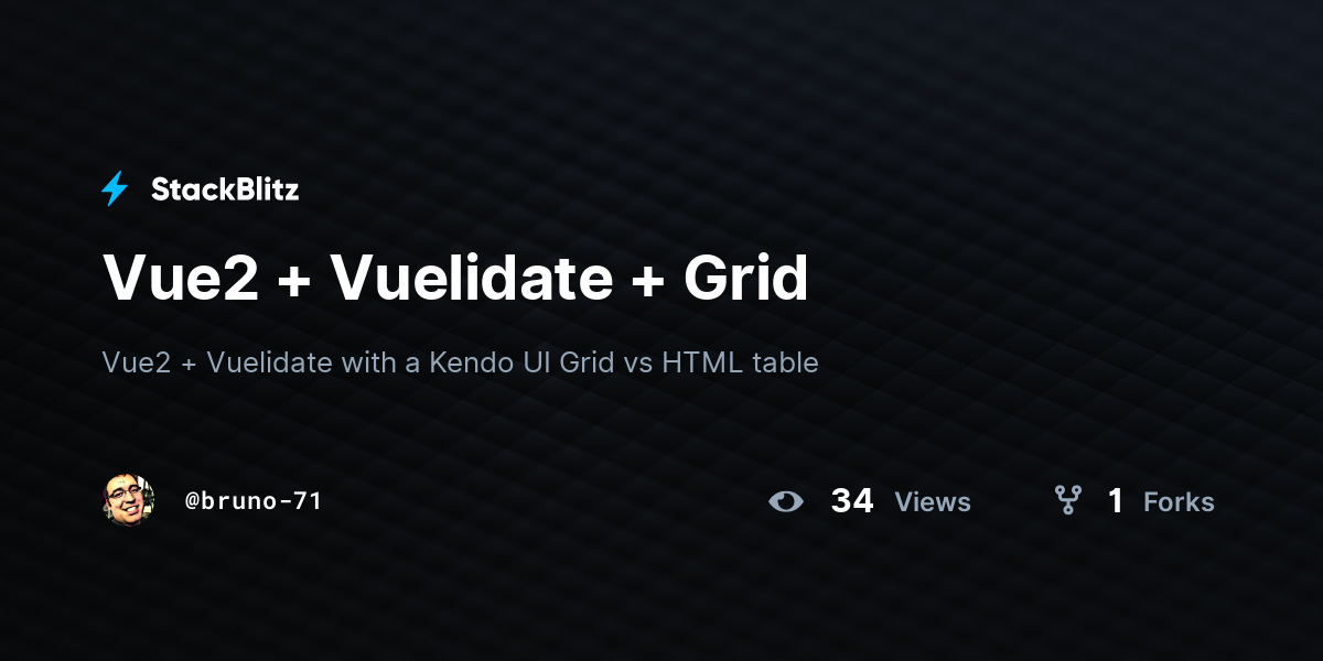 Vue2 + Vuelidate + Grid - StackBlitz