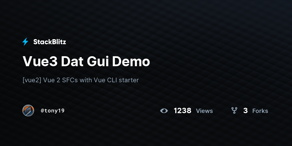 Vue3 Dat Gui Demo - StackBlitz