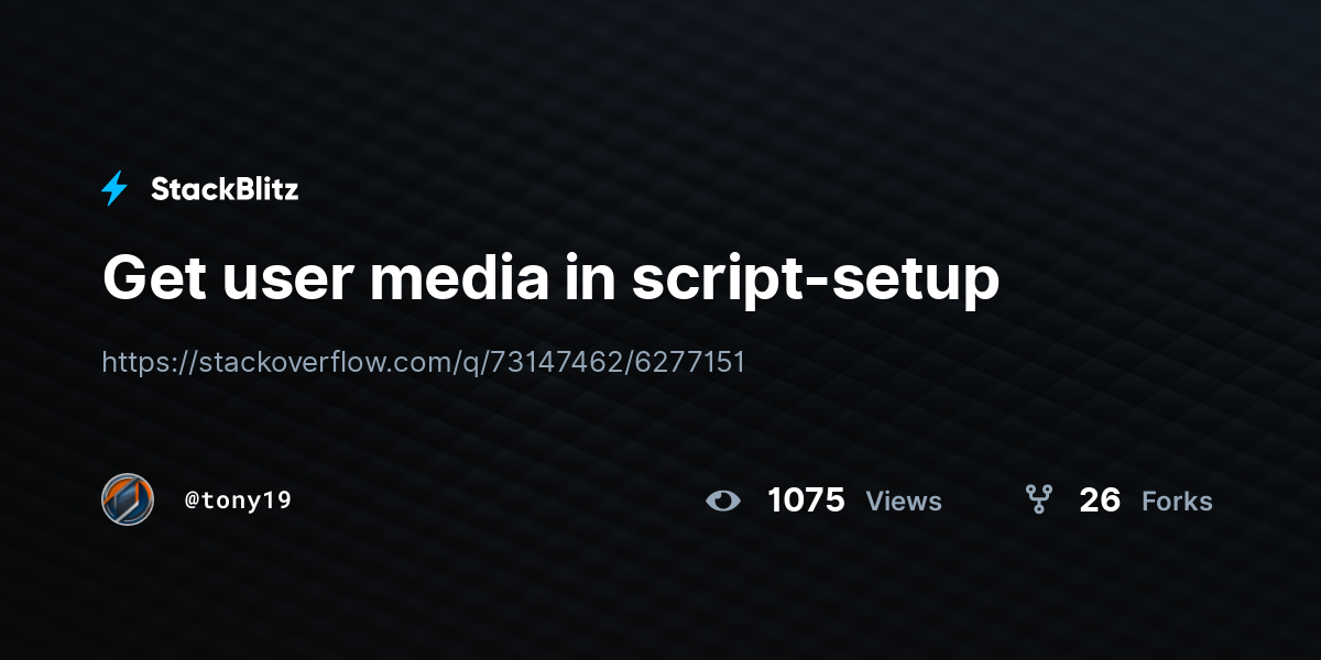 Get user media in script-setup - StackBlitz
