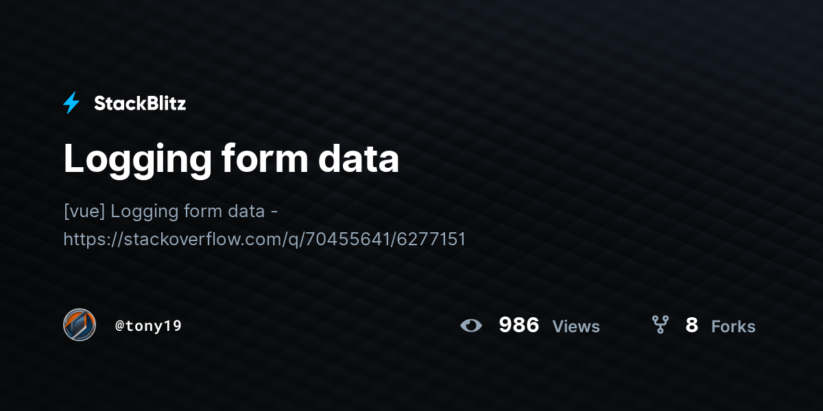 Logging form data - StackBlitz