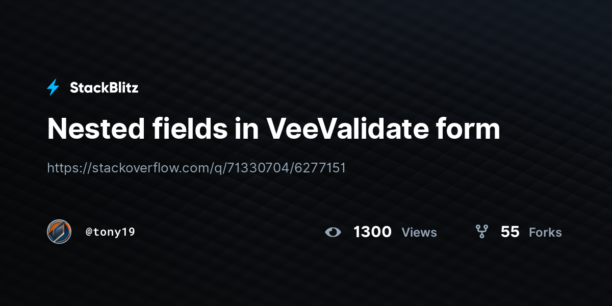 Nested fields in VeeValidate form - StackBlitz