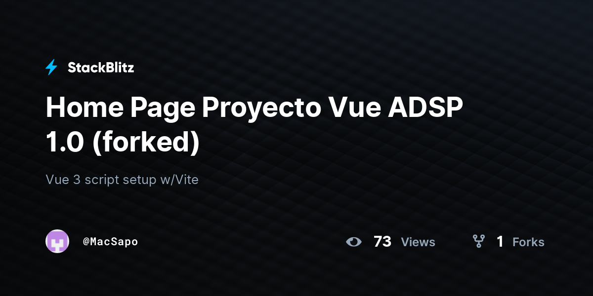 Home Page Proyecto Vue ADSP 1.0 (forked) - StackBlitz