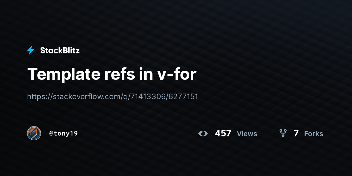 Template refs in v-for - StackBlitz Template refs in v-for - StackBlitz