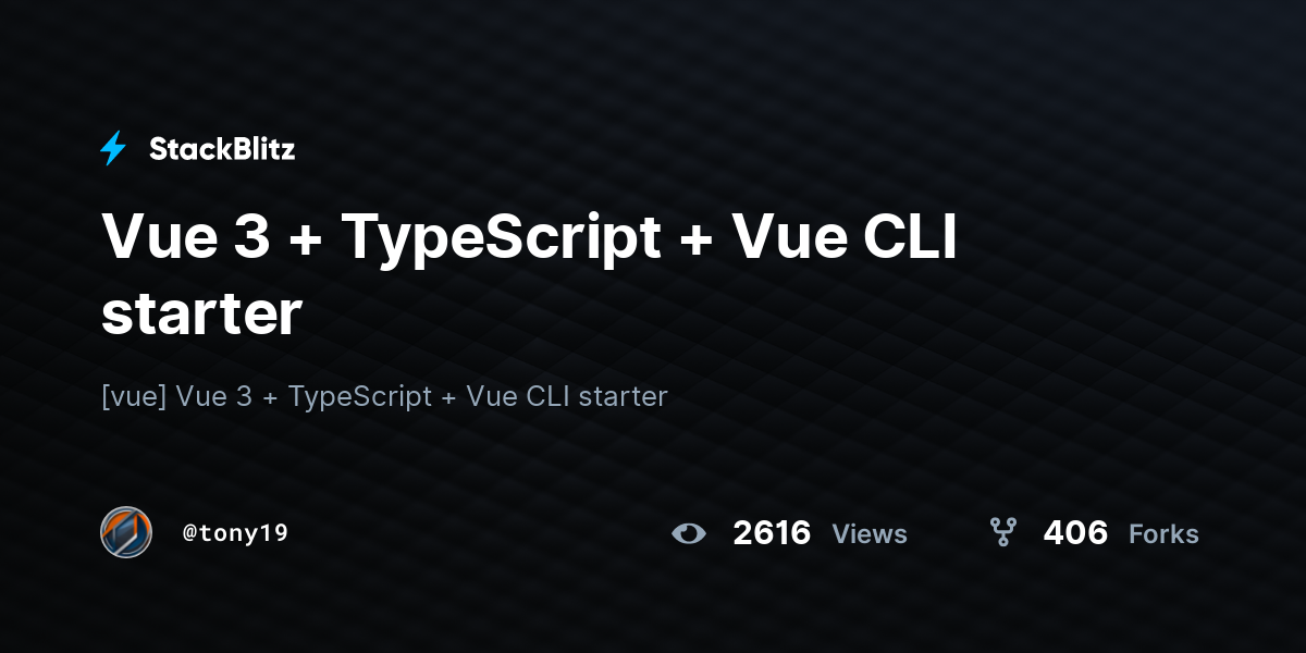 Vue 3 + TypeScript + Vue CLI starter - StackBlitz
