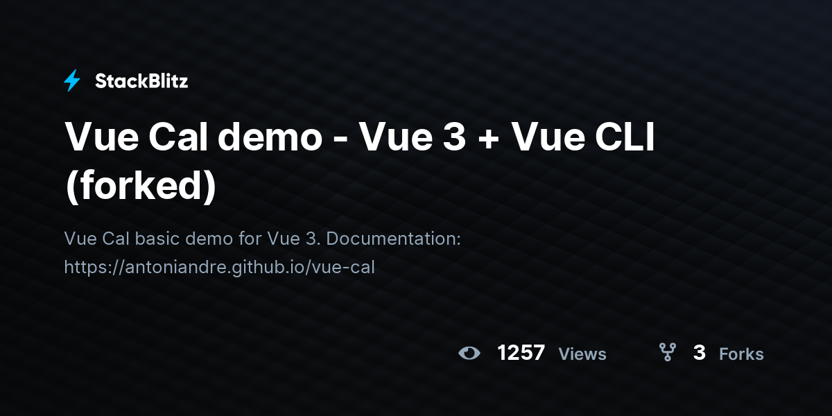 Vue Cal demo - Vue 3 + Vue CLI (forked) - StackBlitz