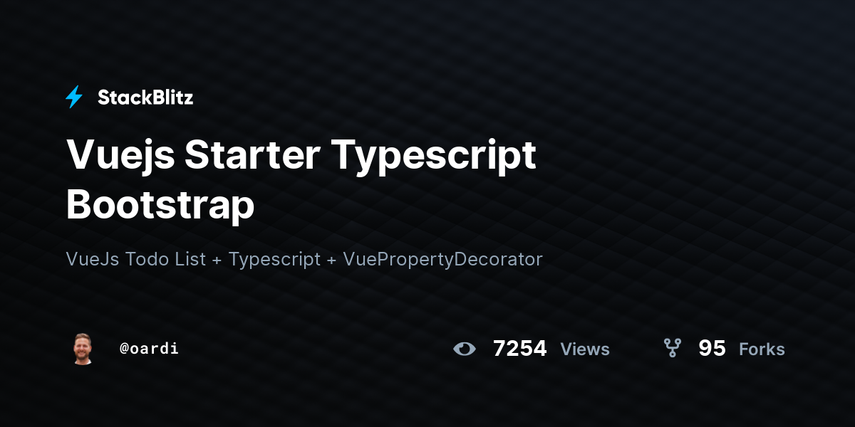 Vuejs Starter Typescript Bootstrap Stackblitz