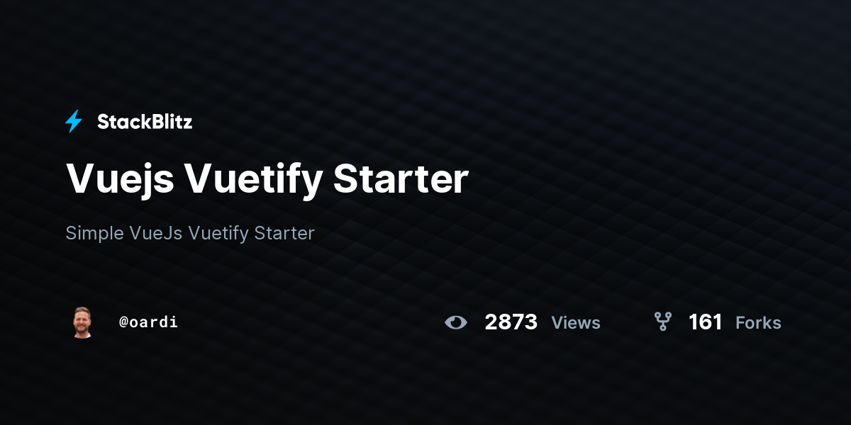 Vuejs Vuetify Starter - StackBlitz