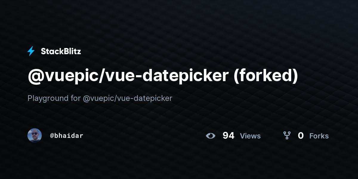 Vuepic Vue Datepicker Forked Stackblitz