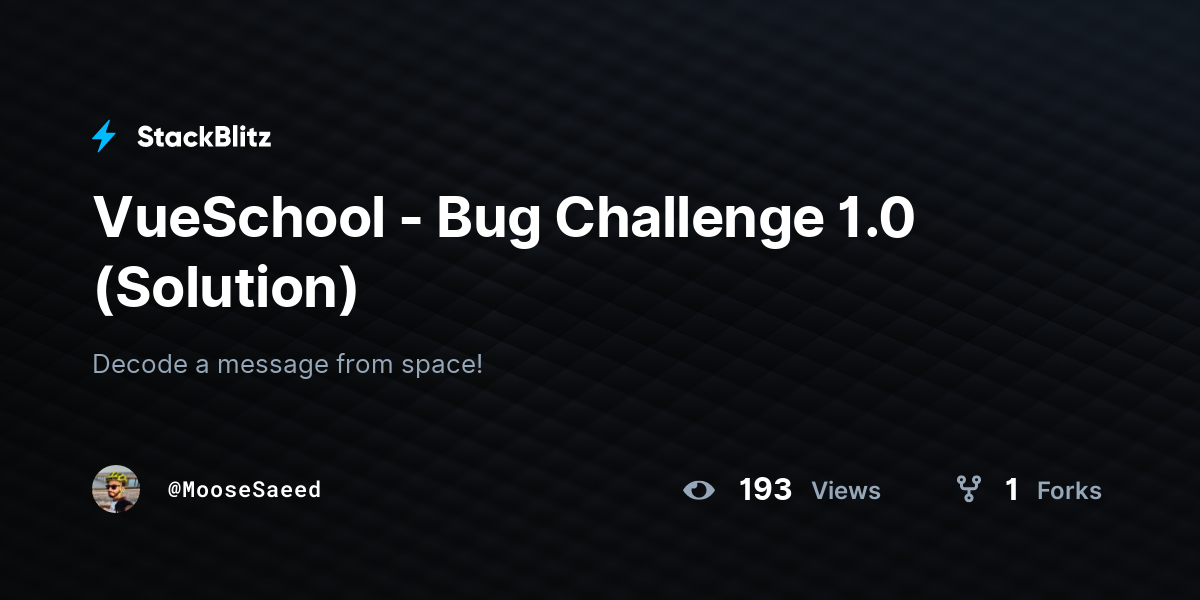 VueSchool - Bug Challenge 1.0 (Solution) - StackBlitz