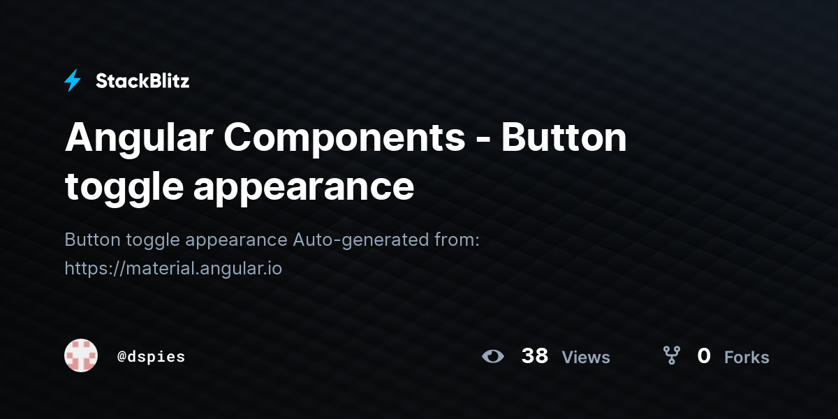 Angular Components - Button toggle appearance - StackBlitz
