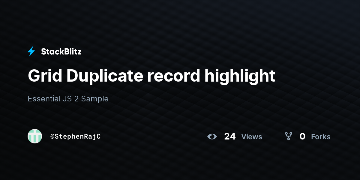 Grid Duplicate record highlight - StackBlitz