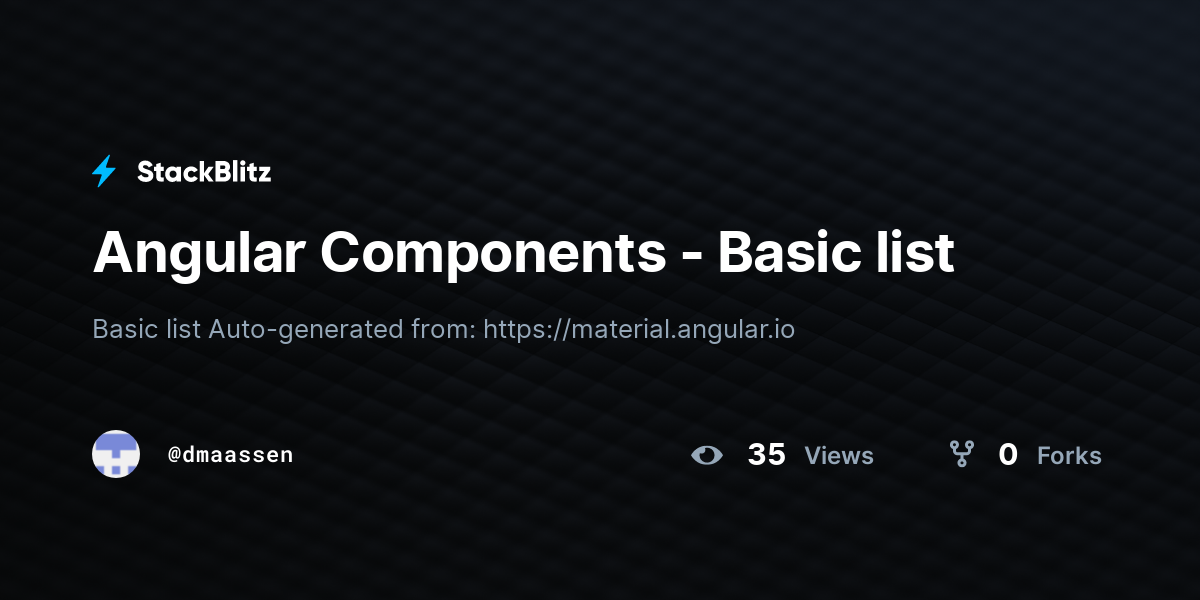 Angular Components - Basic list - StackBlitz