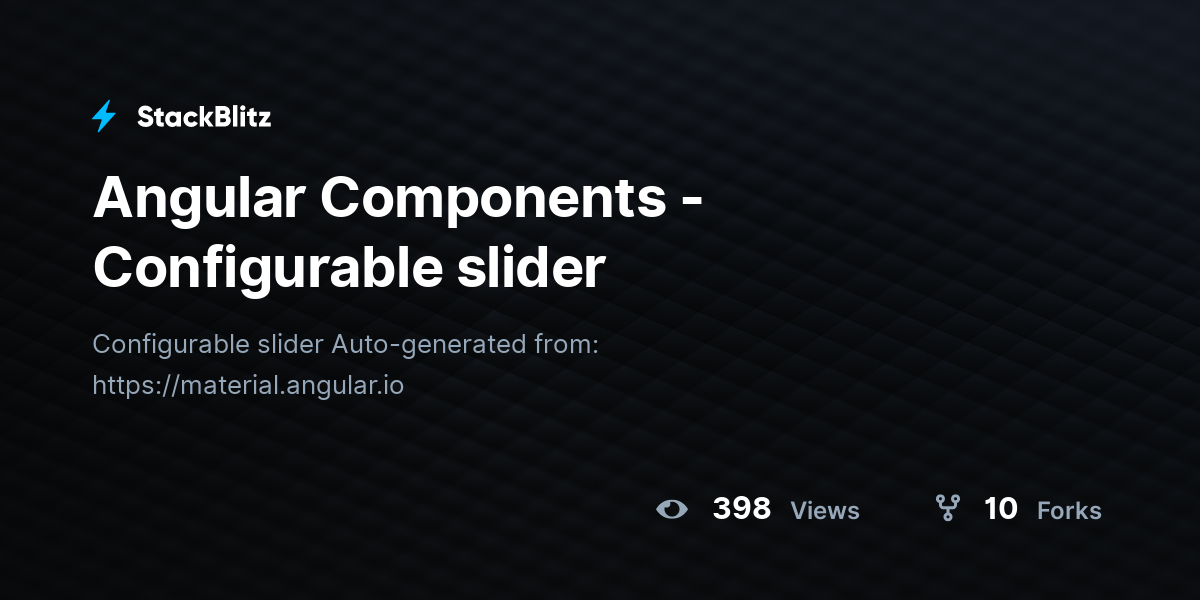 Angular Components - Configurable slider - StackBlitz