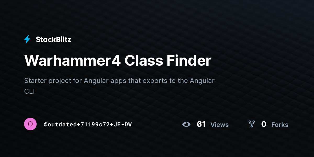 Warhammer4 Class Finder - StackBlitz
