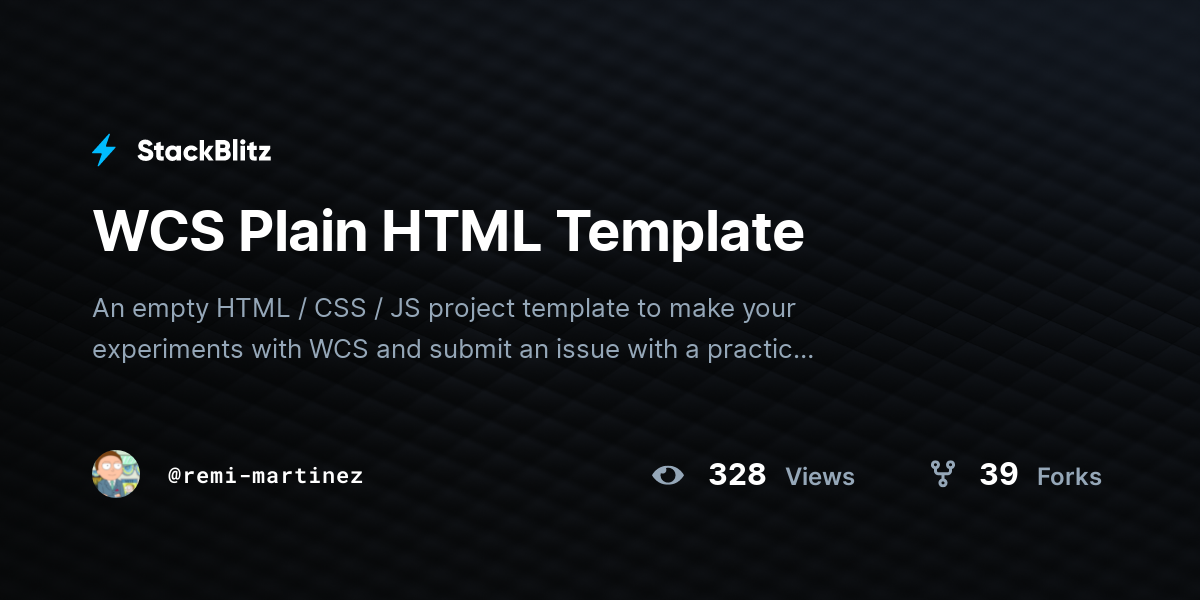 WCS Plain HTML Template - StackBlitz