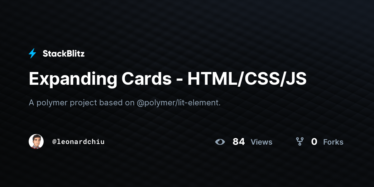 Expanding Cards - HTML/CSS/JS - StackBlitz