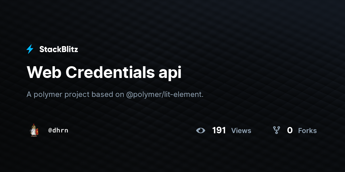 Web Credentials api - StackBlitz