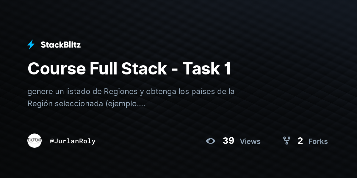 Course Full Stack - Task 1 - StackBlitz
