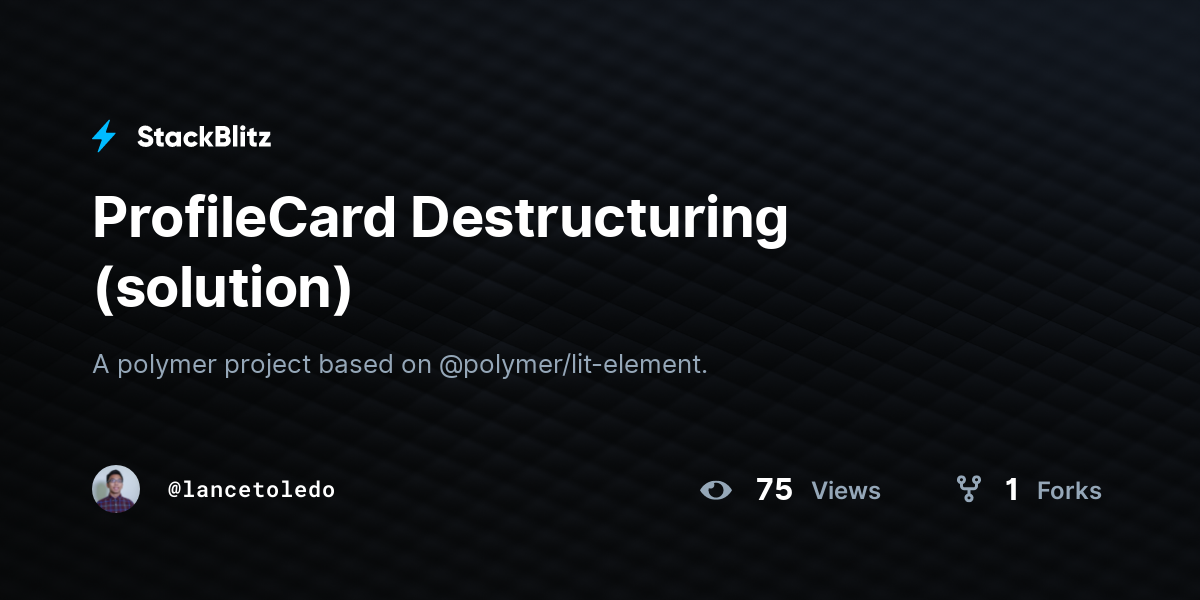 ProfileCard Destructuring (solution) - StackBlitz